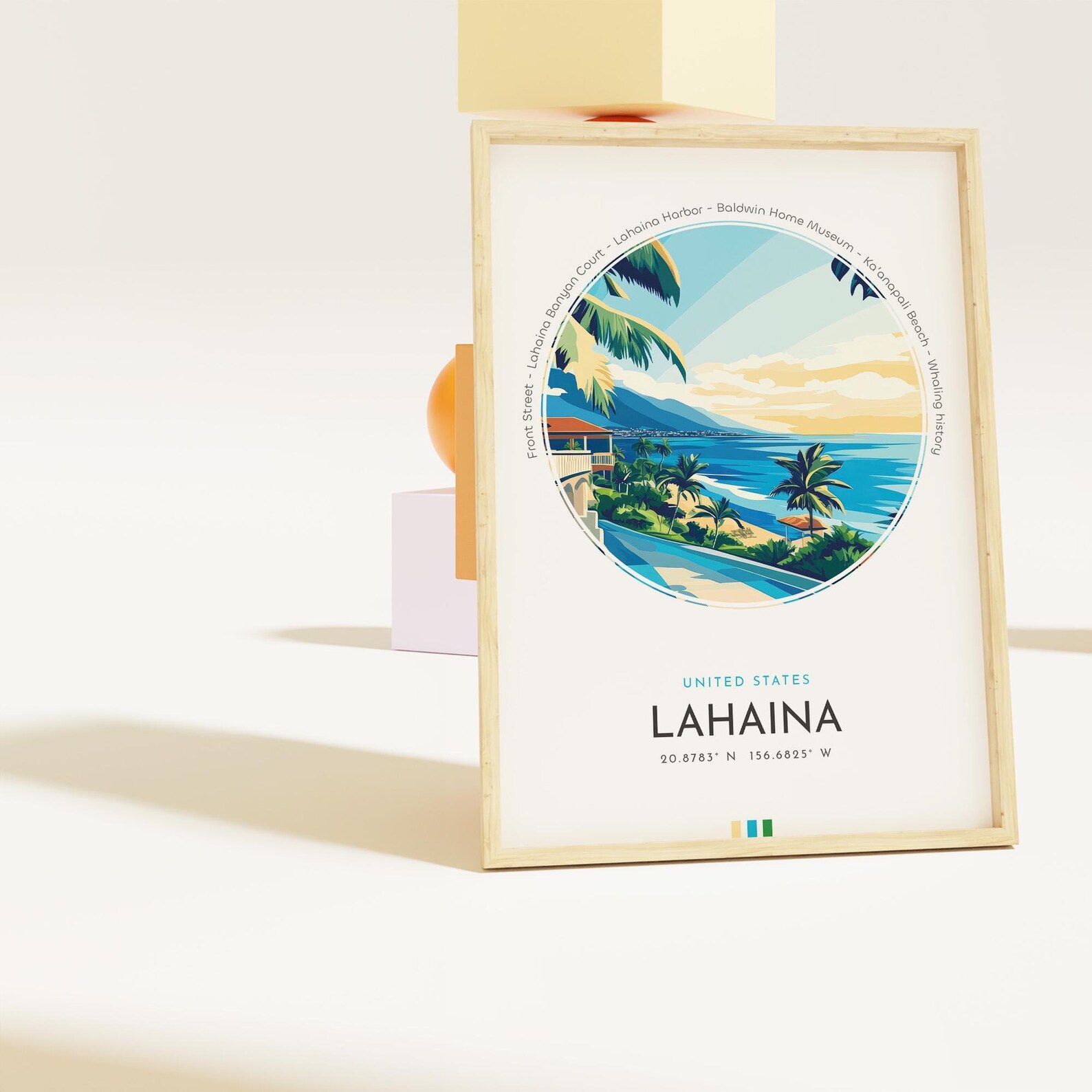 Lahaina City Poster, Hawaii Travel Print, United States Modern Wall Art ...
