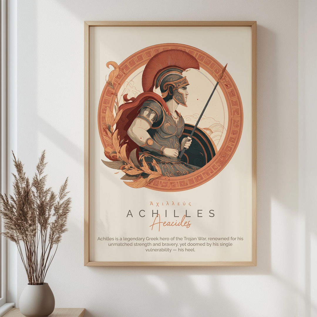 Achilles Greek Mythology Poster, Trojan War Hero Wall Art, Ancient ...