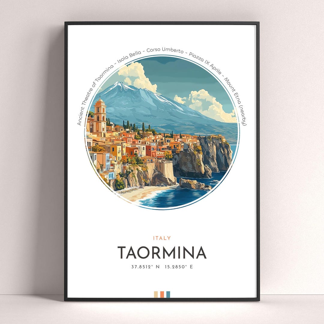 Taormina Poster, Italy Travel Print, Sicily Printable Wall Art, Travel ...
