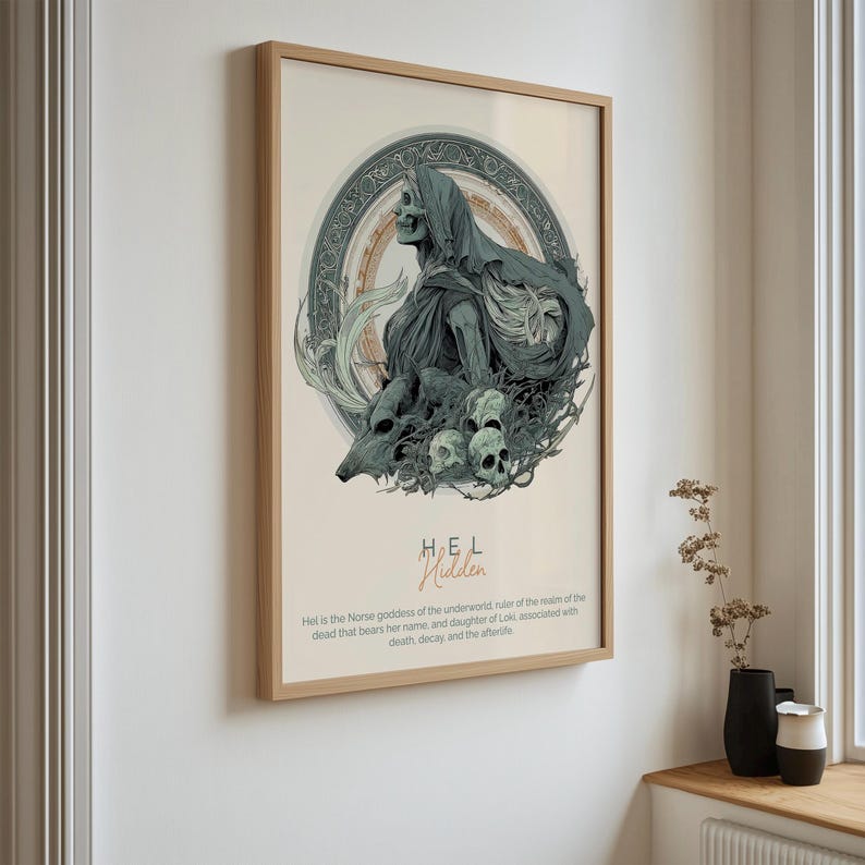 Hel Hilden Norse Goddess Poster, Nordic Mythology Wall Art, Underworld ...