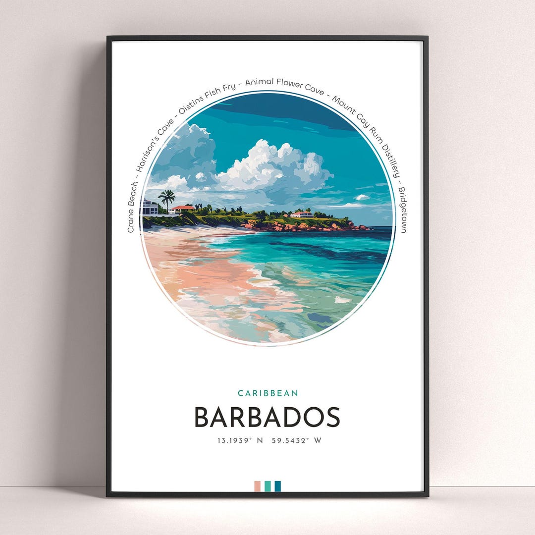 Barbados City Poster, Caribbean Travel Print, Printable Wall Art ...