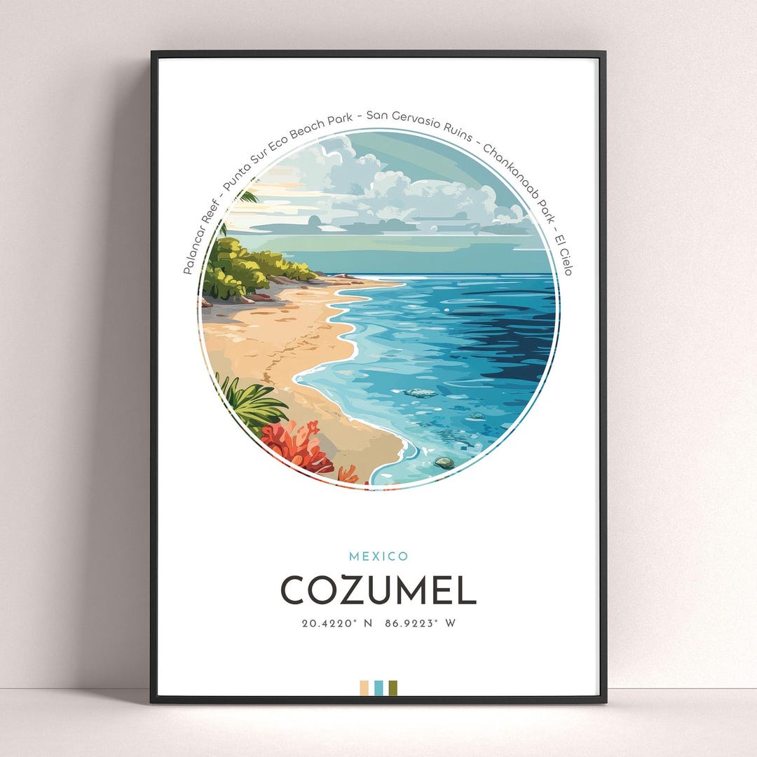 Cozumel Island Poster, Mexico Travel Print, Printable Wall Art, Travel ...