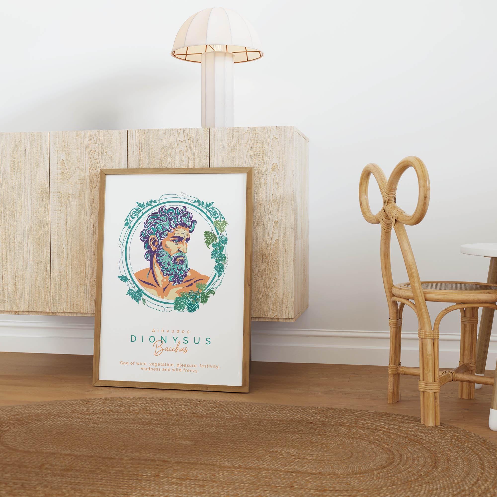 Dionysus Bacchus Greek God Print, Dionysus Modern Poster, Greek ...