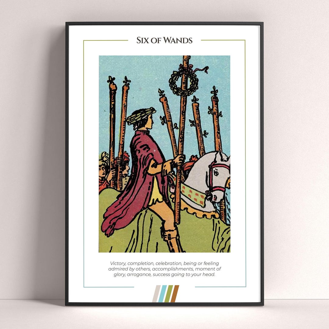 Six of Wands Tarot Card Poster, Tarot Art Print, Tarot Card Printable ...