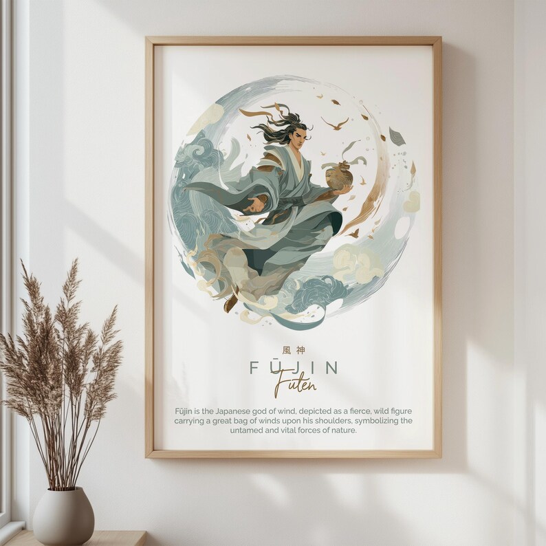 Fujin Japanese God Poster, Shinto Mythology Wall Art, Japanese God of ...