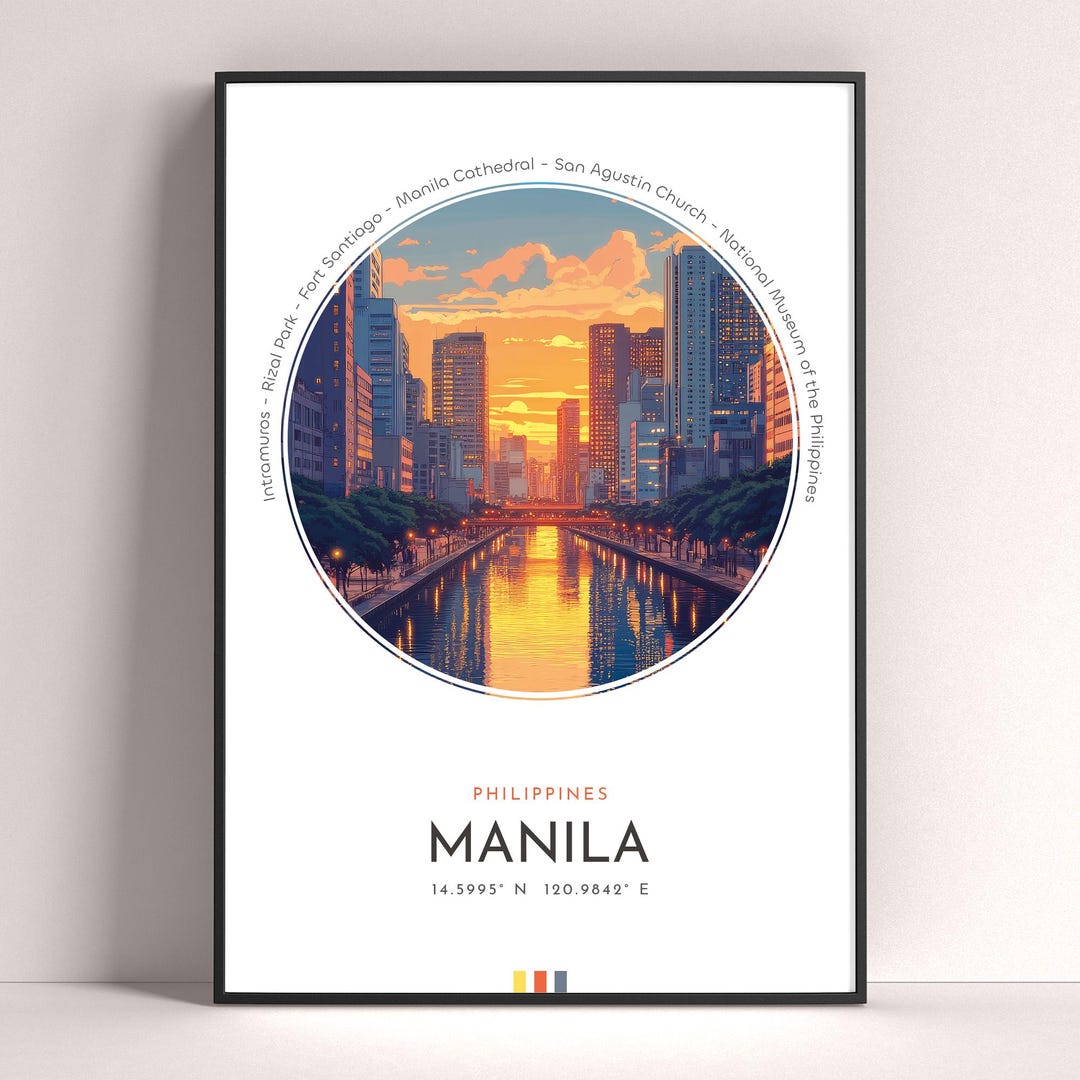 Manila City Poster, Philippines Travel Print, Printable Wall Art ...