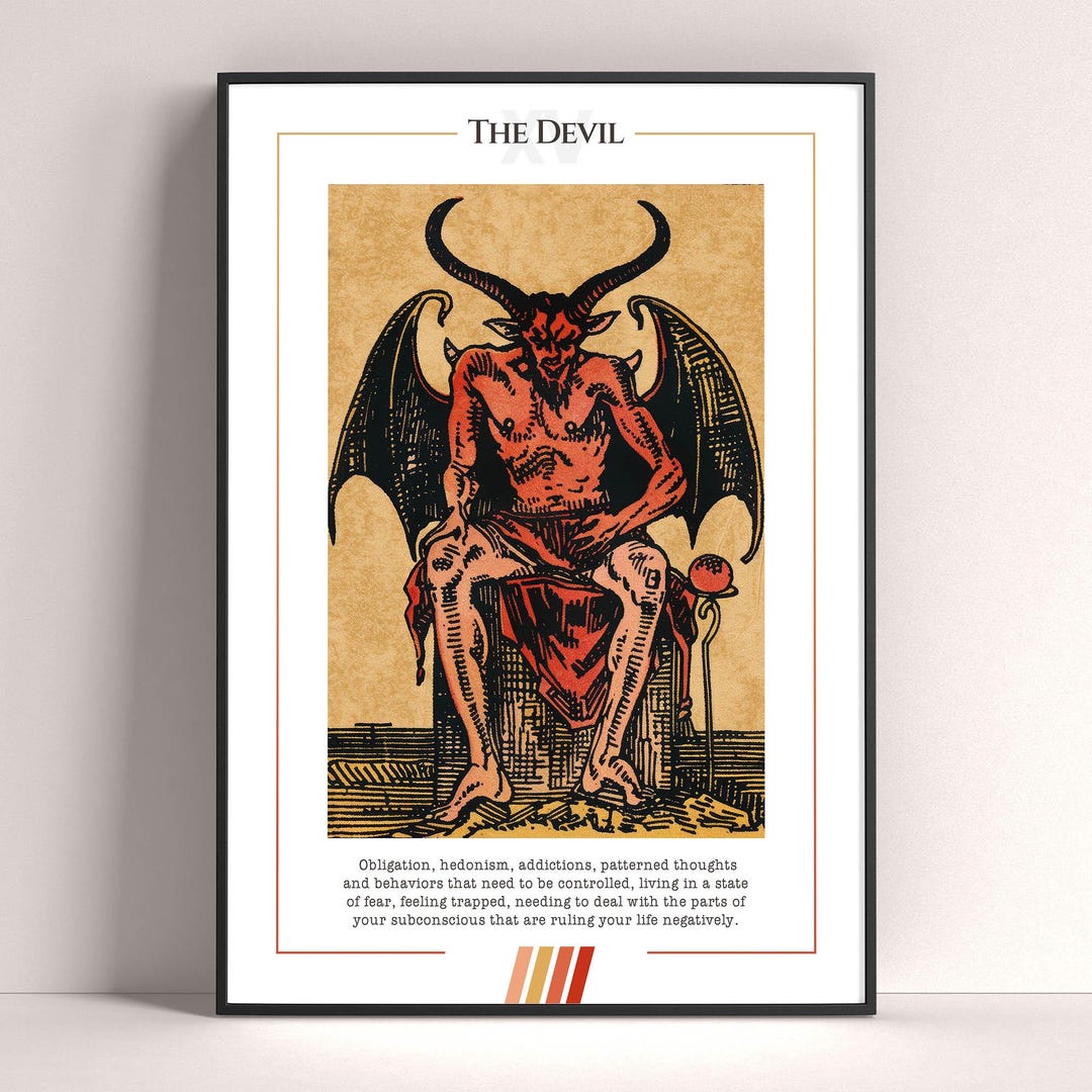 The Devil Tarot Card Poster, Tarot Art Print, Tarot Card Printable ...