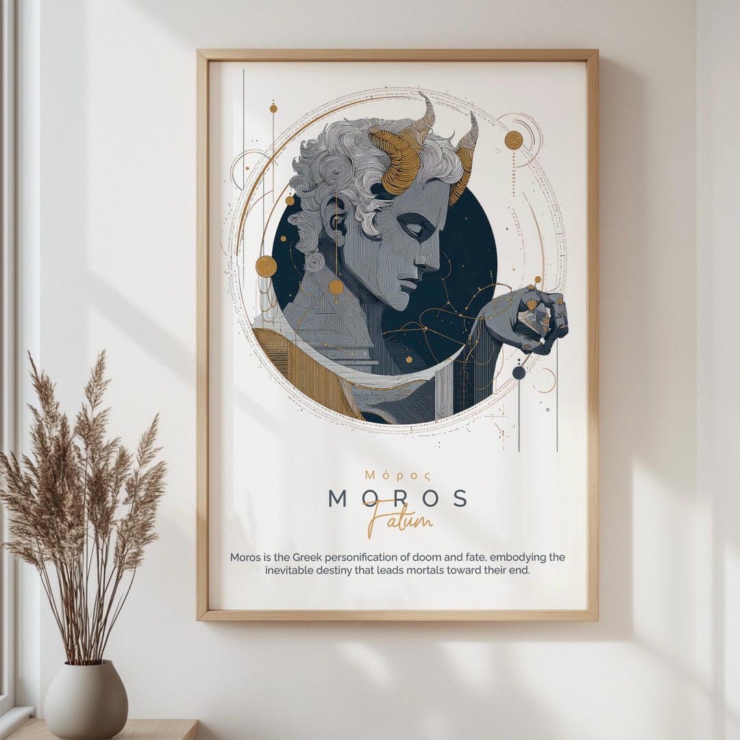 Moros Fatum Greek God Poster, Greek Mythology Wall Art, Fate and ...