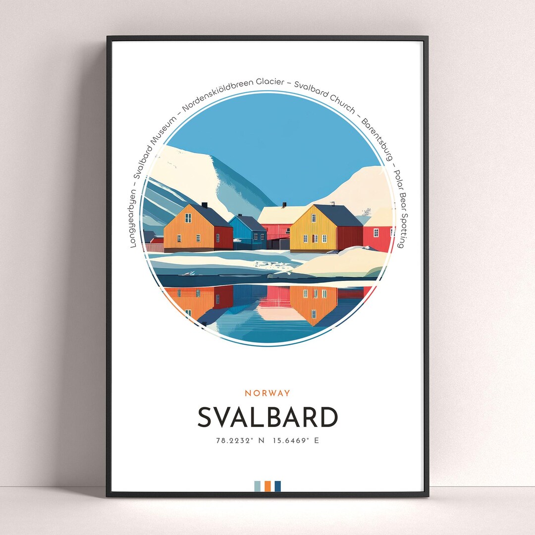 Svalbard City Poster, Norway Travel Print, Printable Wall Art, Travel ...
