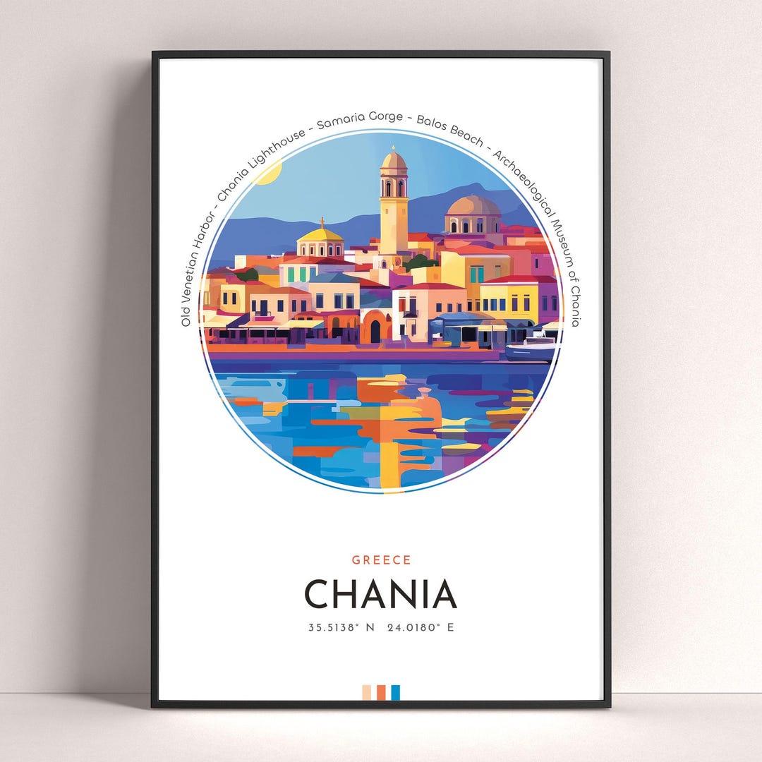 Chania City Poster, Greece Travel Print, Printable Wall Art, Travel ...