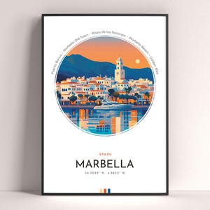 Marbella City Poster, Spain Travel Print, Printable Wall Art, Travel ...