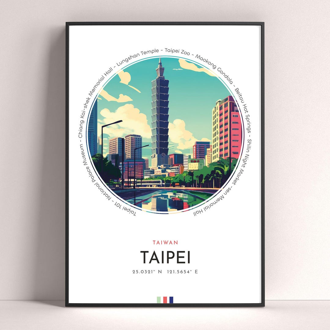 Taipei City Poster, Taiwan Travel Print, Printable Wall Art, Travel ...