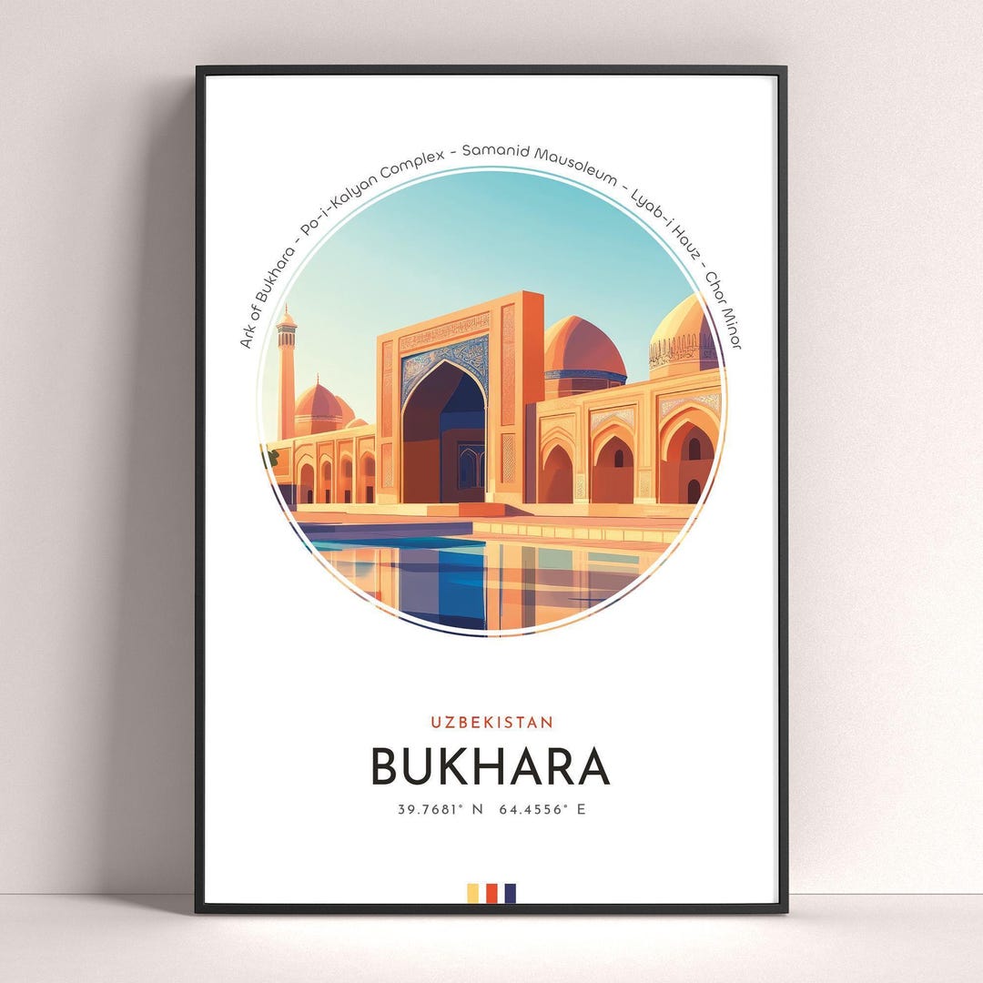 Bukhara City Poster, Uzbekistan Travel Print, Modern Wall Art, Travel ...