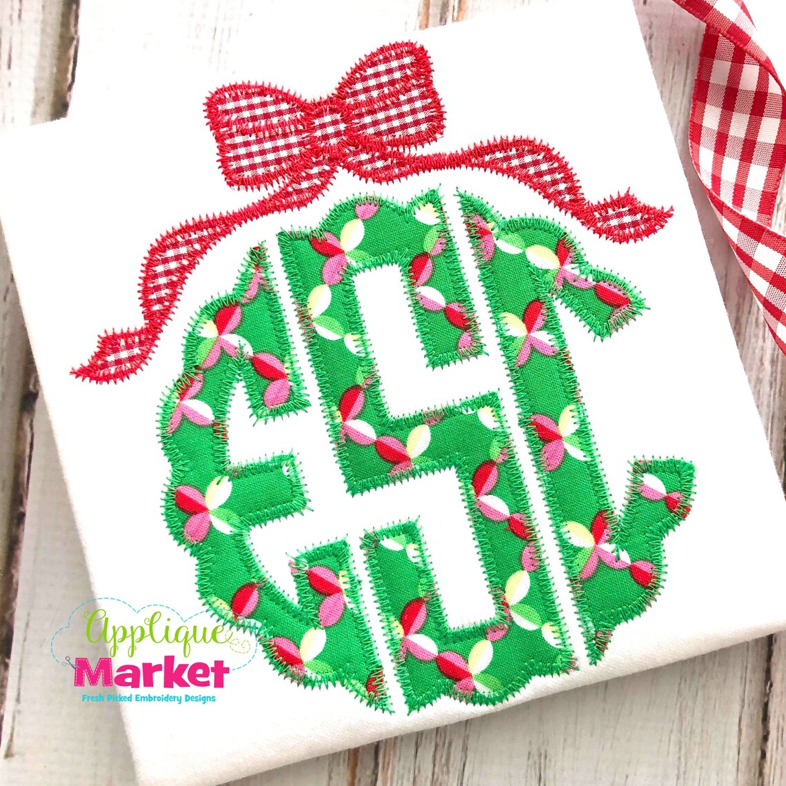 Machine Embroidery Design Round Scallop Applique Monogram Font - Etsy