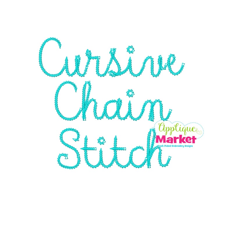 Machine Embroidery Design Cursive Chain Stitch Font Alphabet INSTANT ...