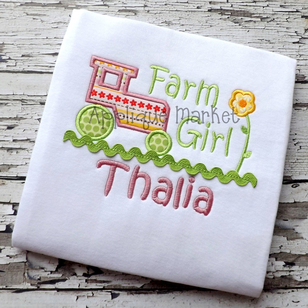 Machine Embroidery Design Applique Tractor Farm Girl INSTANT DOWNLOAD ...