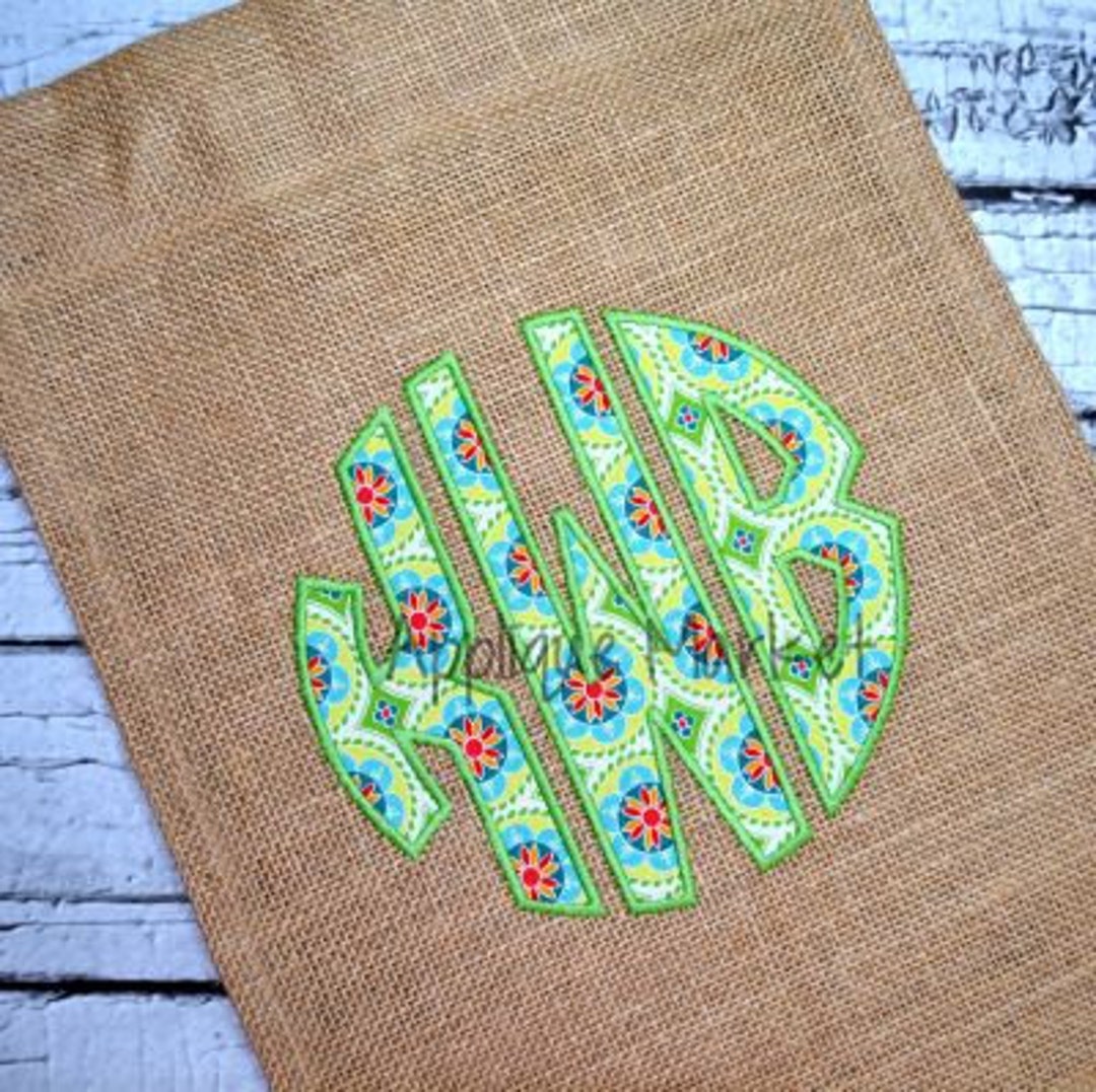 Machine Embroidery Design Round Monogram Applique Jumbo Sizes INSTANT ...