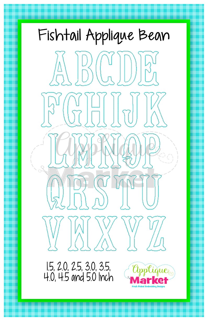 Machine Embroidery Design Fishtail Bean Stitch Alphabet Font - Etsy