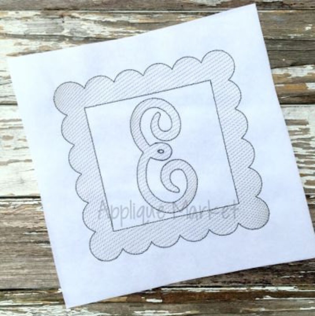 Machine Embroidery Design Scallop Square Sketch Frame INSTANT DOWNLOAD ...