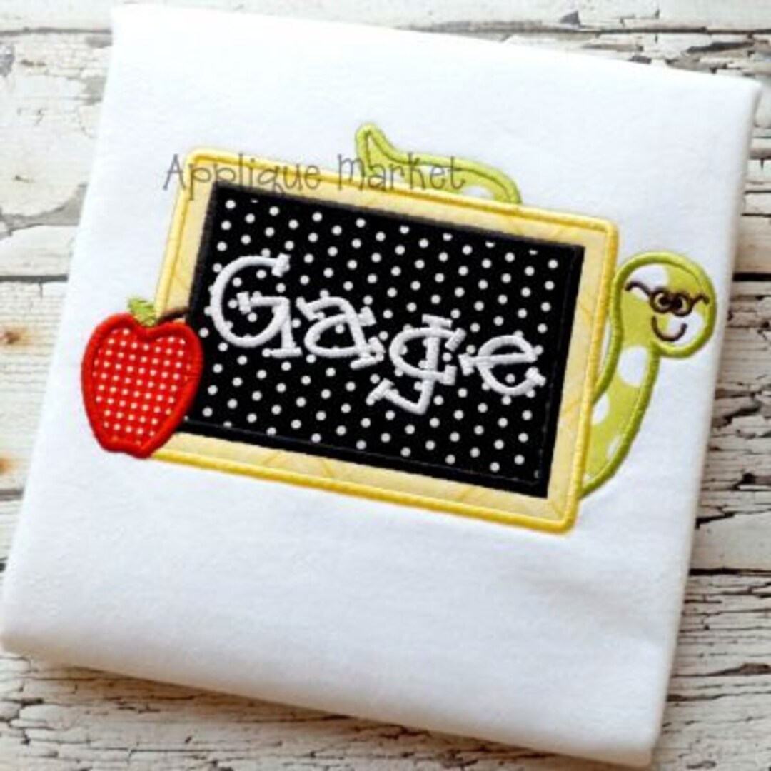 Machine Embroidery Design Applique Chalkboard Worm INSTANT DOWNLOAD - Etsy