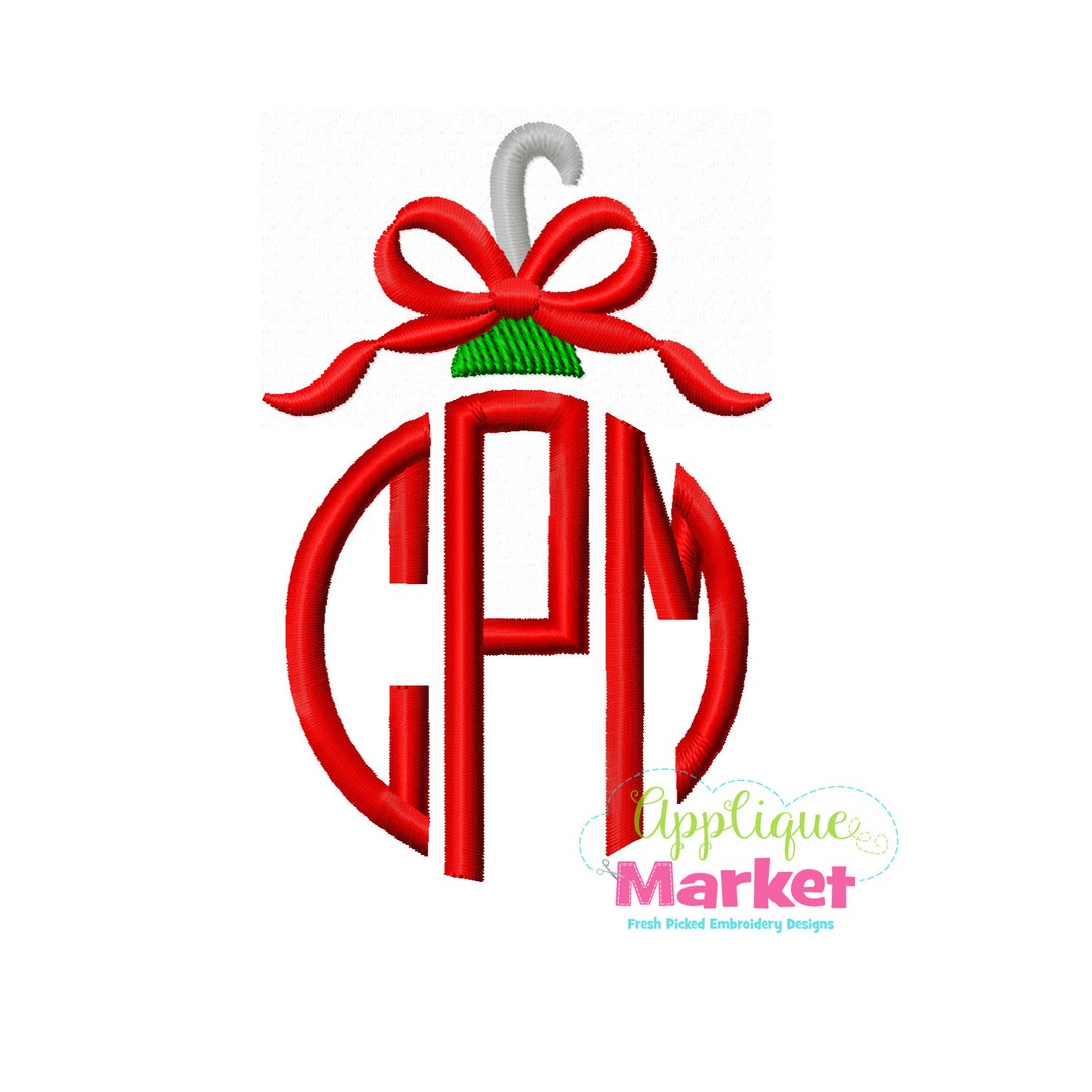 Machine Embroidery Design Ornament Bow Monogram Topper Filled INSTANT ...