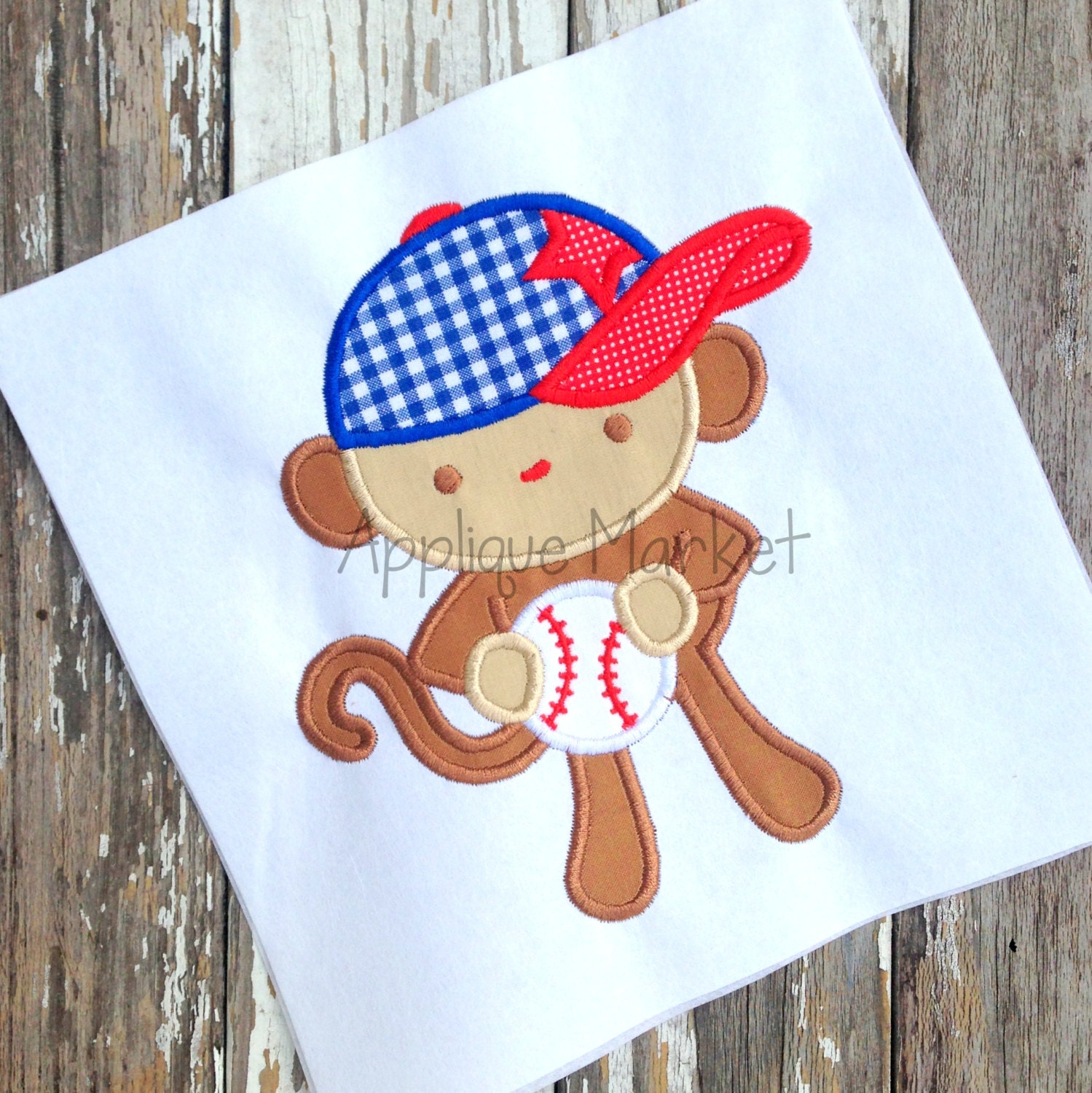 Machine Embroidery Design Applique Baseball Monkey INSTANT - Etsy