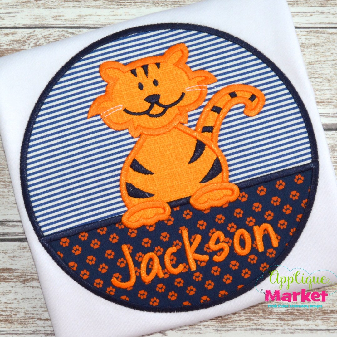 Machine Embroidery Design Applique Tiger Circle INSTANT DOWNLOAD - Etsy