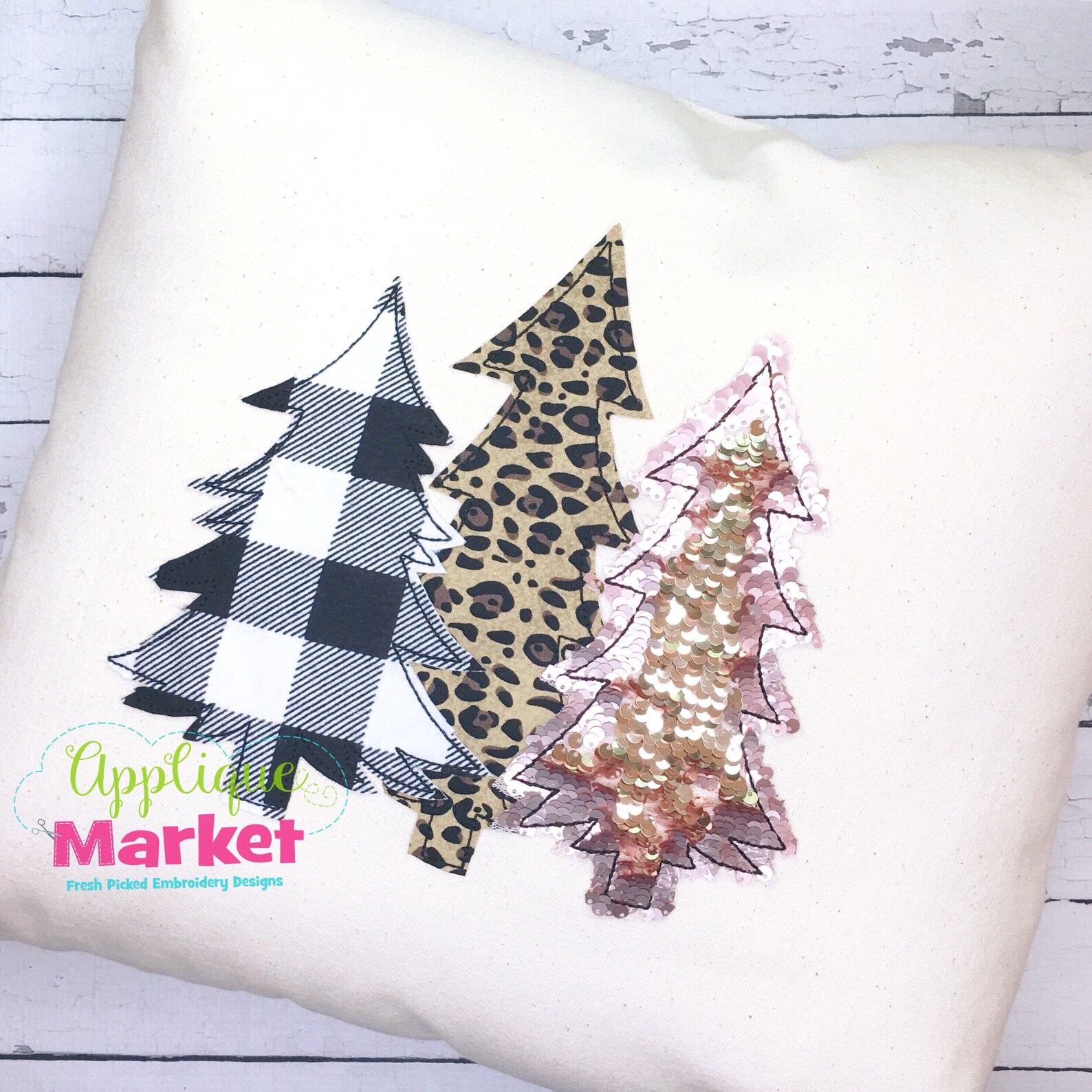 Machine Embroidery Design Applique Winter Trees Bean Stitch INSTANT ...