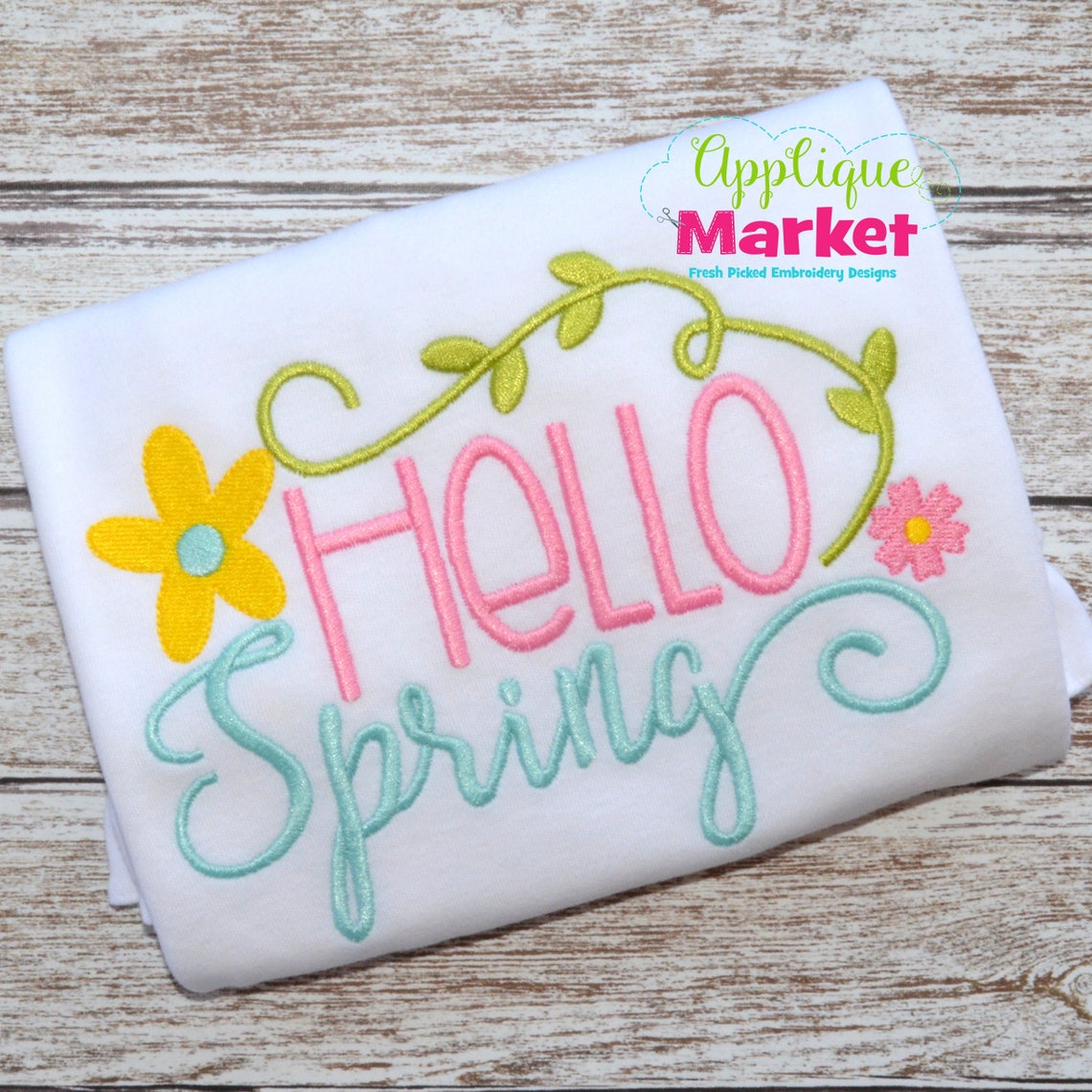 Machine Embroidery Design Embroidery Hello Spring INSTANT - Etsy