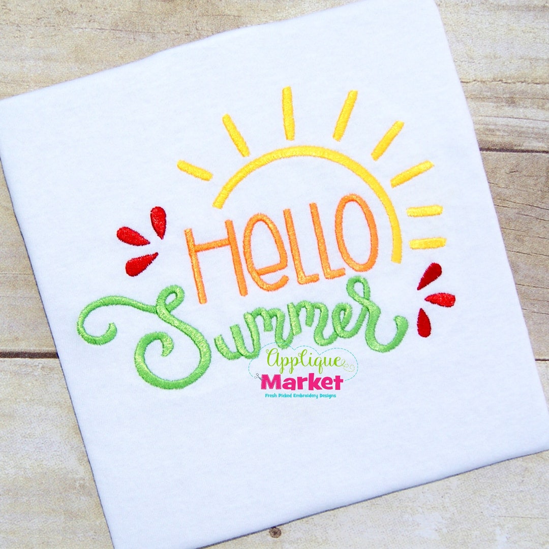 Machine Embroidery Design Embroidery Hello Summer INSTANT DOWNLOAD - Etsy