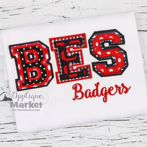 Zig Zag Double Applique Varsity Alphabet Machine Embroidery - Etsy