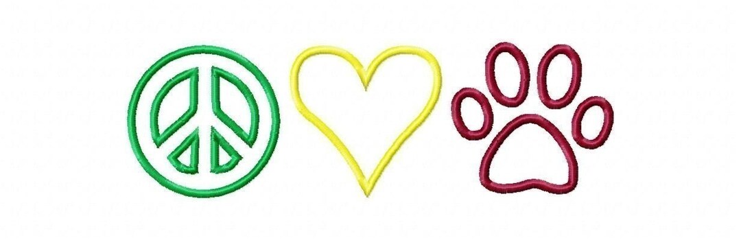 Machine Embroidery Design Applique Peace Love Paw Print INSTANT ...