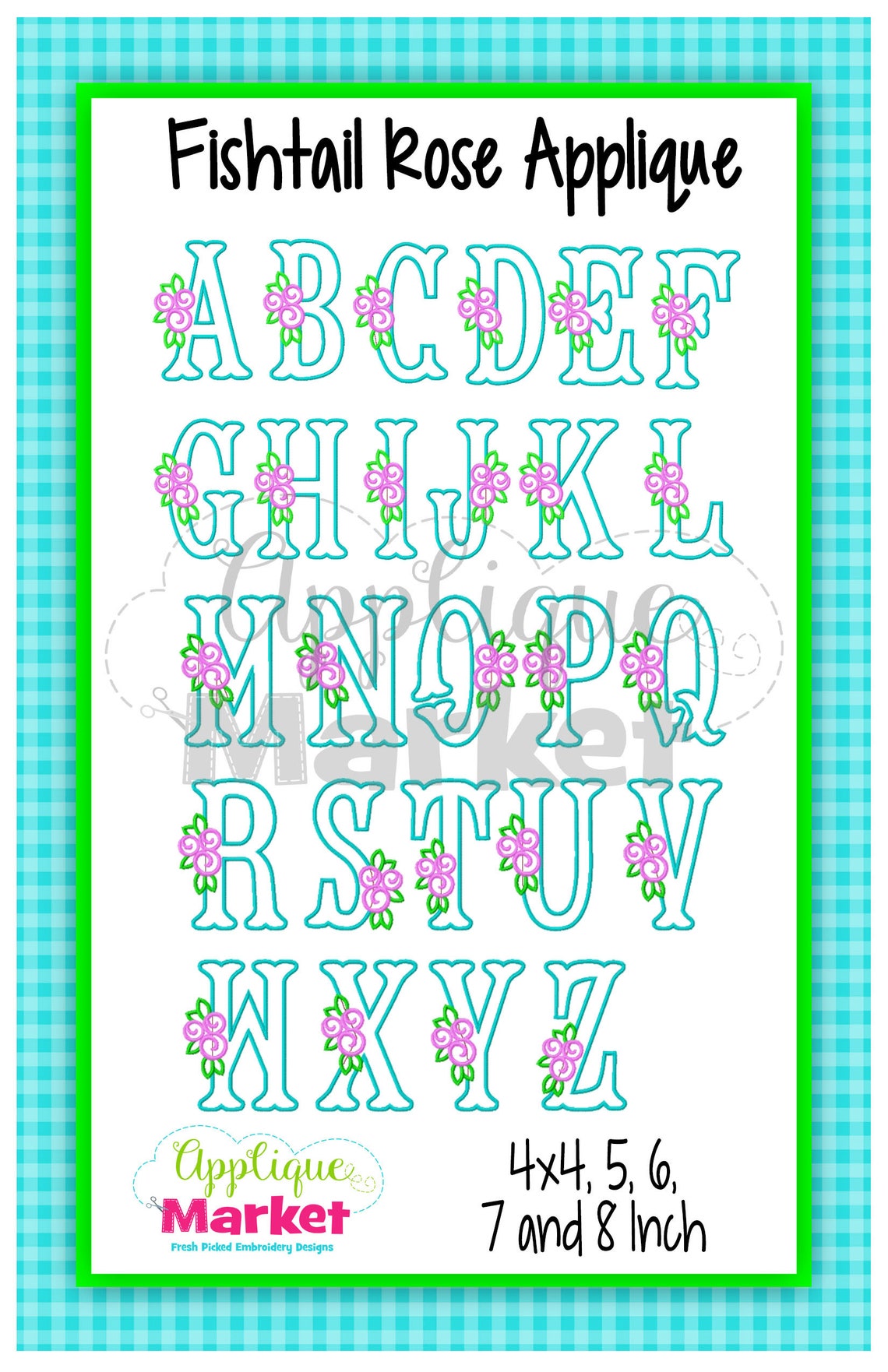 Machine Embroidery Design Fishtail Rose Applique Font INSTANT - Etsy