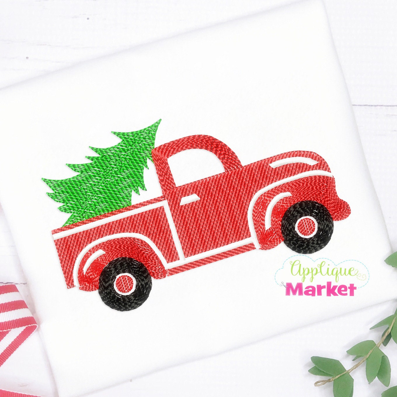 Machine Embroidery Design Christmas Truck Tree Sketch INSTANT DOWNLOAD ...