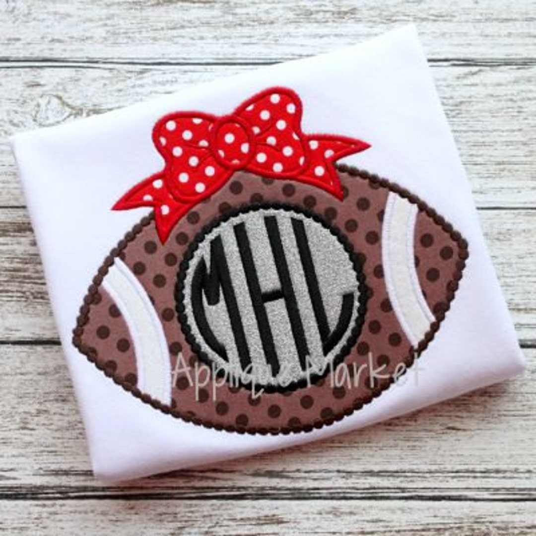 Machine Embroidery Design Applique Football Bow Beaded INSTANT DOWNLOAD ...