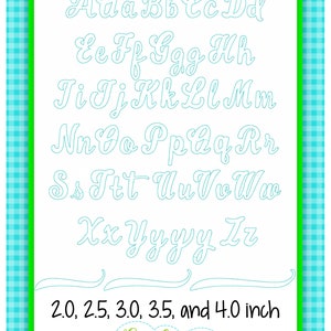 Machine Embroidery Sporty Script Cursive Applique Bean Stitch Alphabet ...