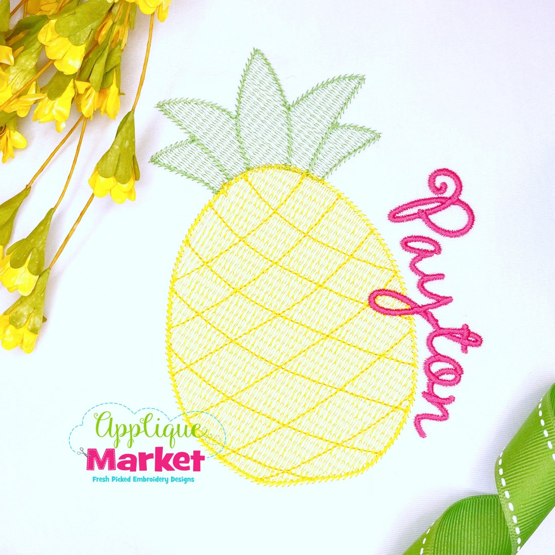 Machine Embroidery Design Embroidery Pineapple Sketch INSTANT DOWNLOAD ...