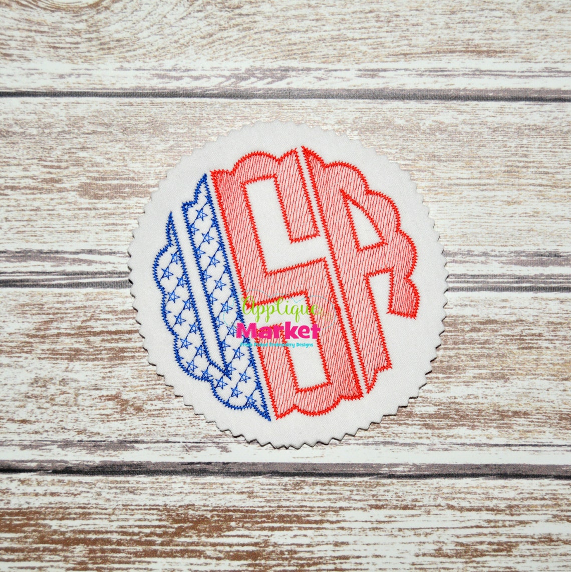 Machine Embroidery Design Embroidery Circle Scallop Monogram - Etsy