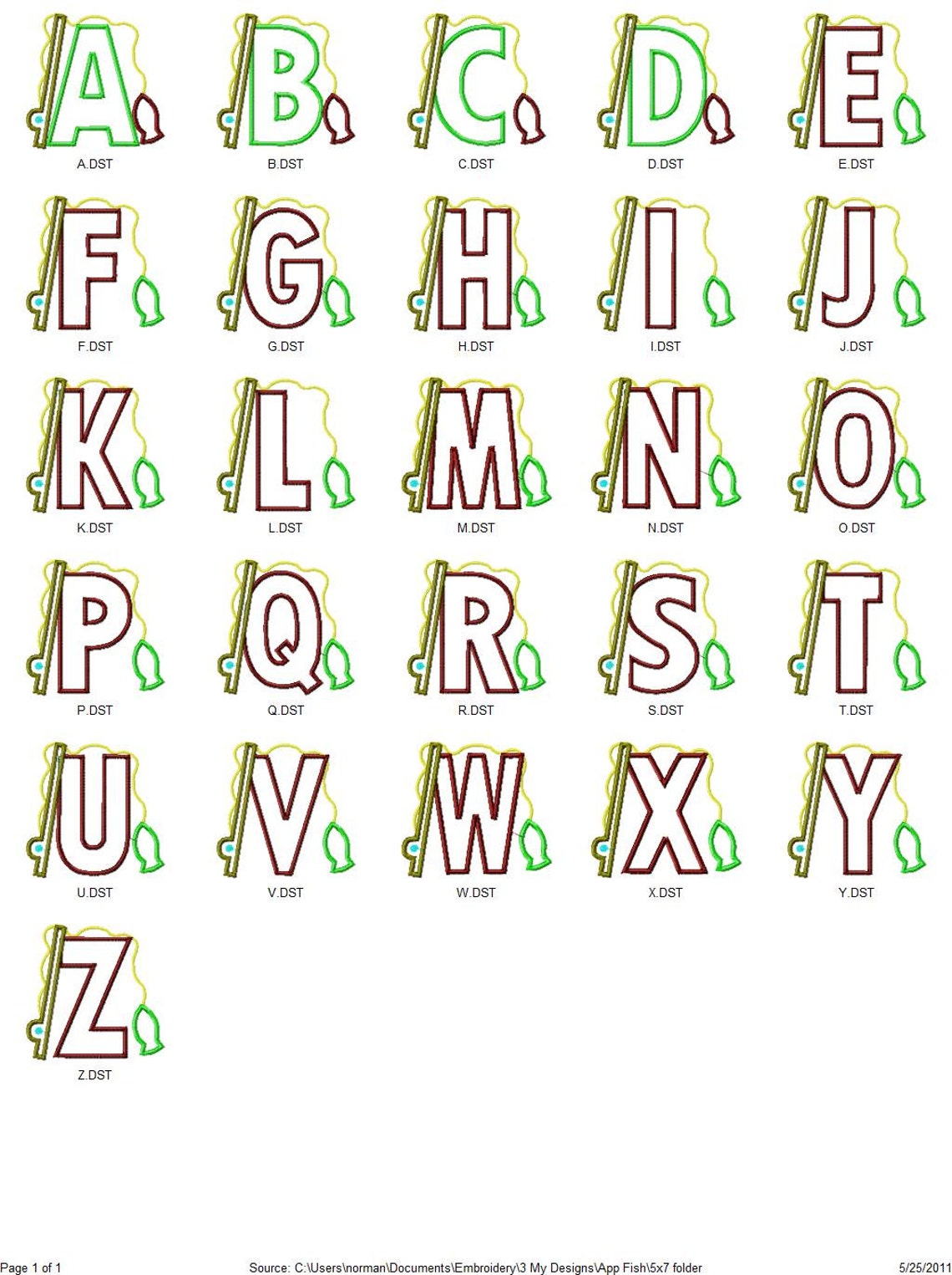 Machine Embroidery Design Applique Fish Alphabet INSTANT - Etsy