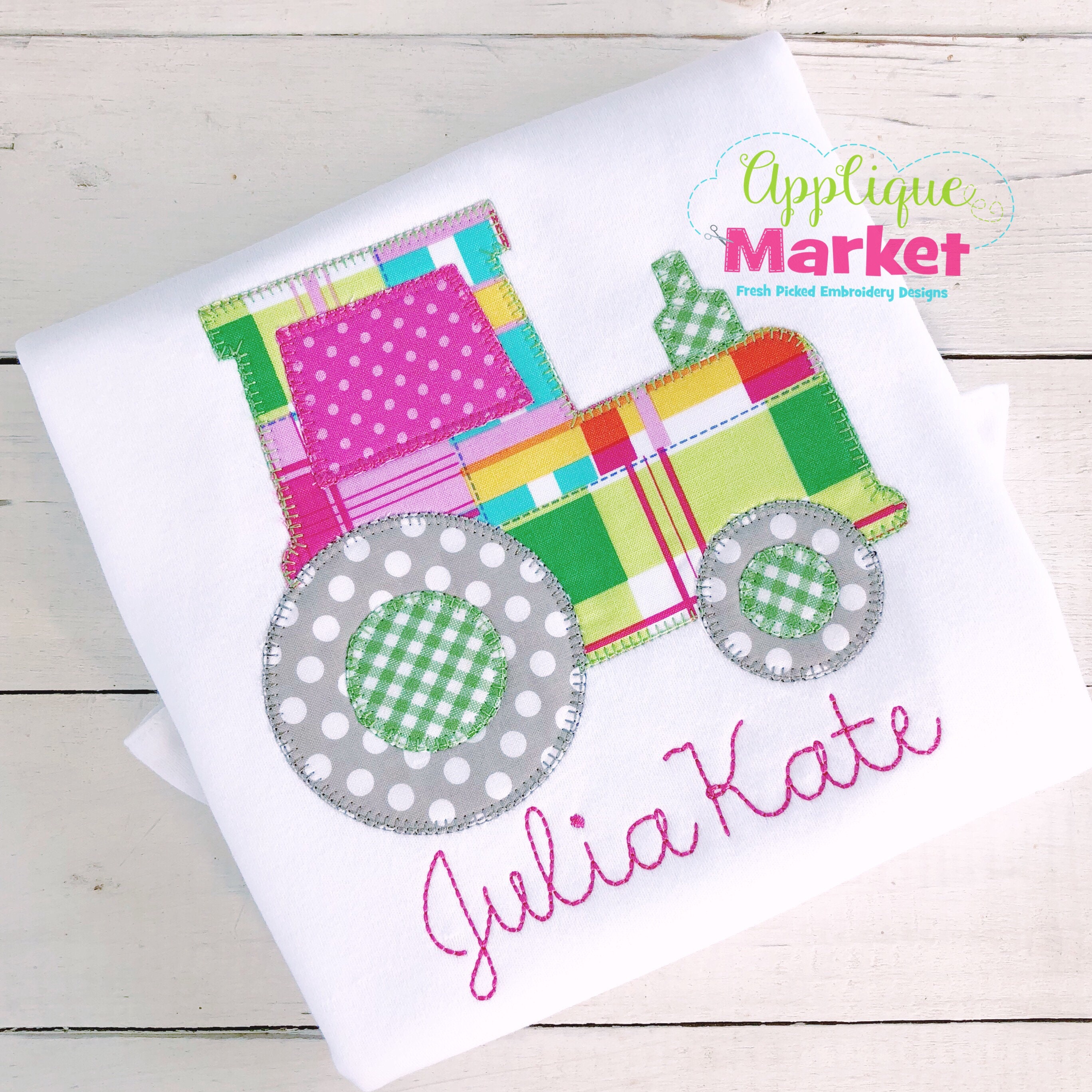 Machine Embroidery Design Embroidery Tractor Blanket Stitch Applique ...