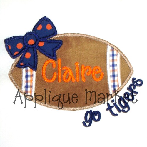 Machine Embroidery Design Applique Football Bow Go Tigers - Etsy