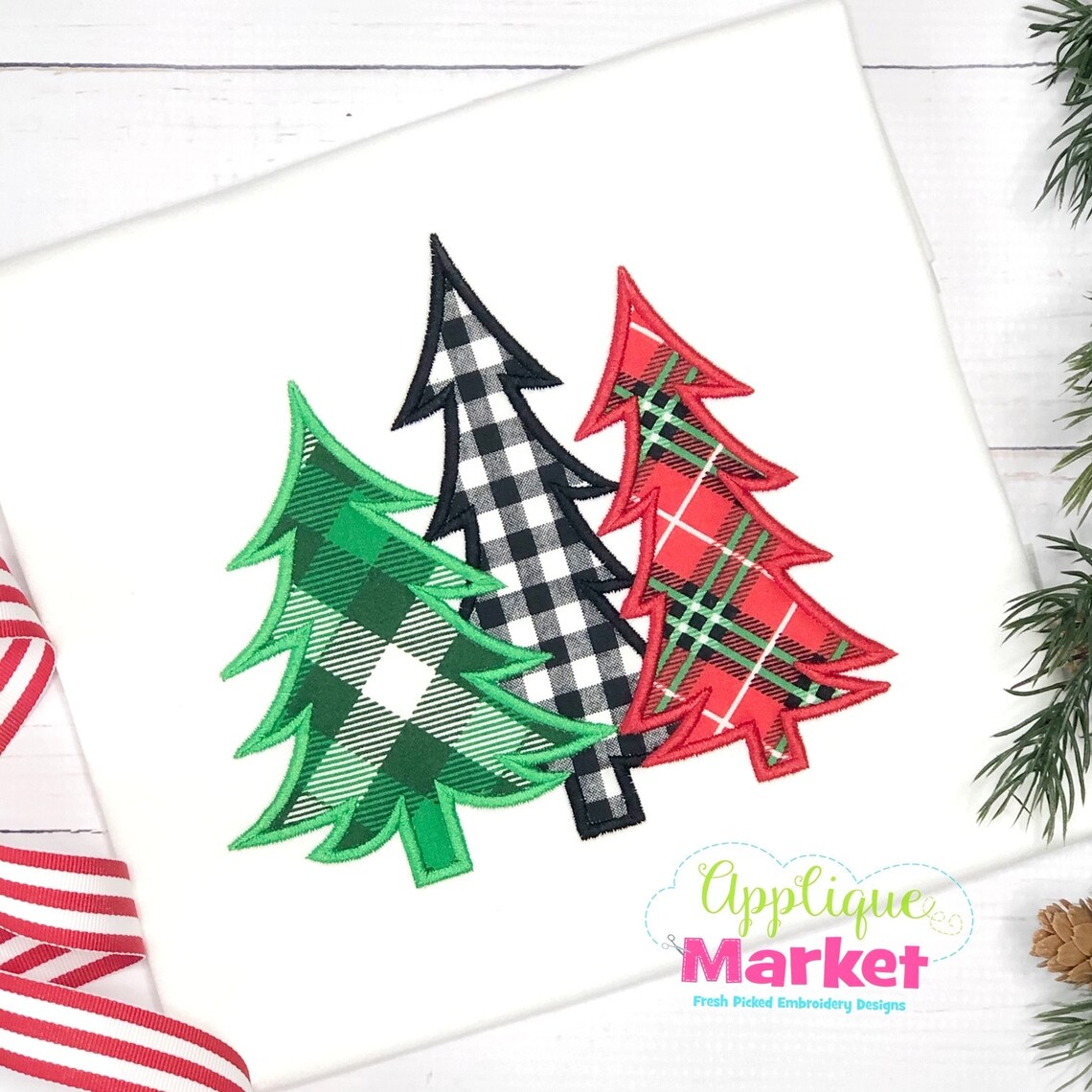 Machine Embroidery Design Applique Winter Trees Satin INSTANT | Etsy
