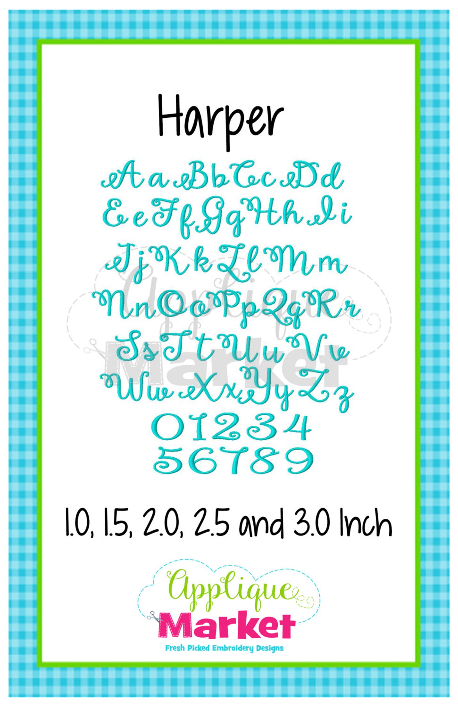 Machine Embroidery Design Font Monogram Harper Alphabet | Etsy