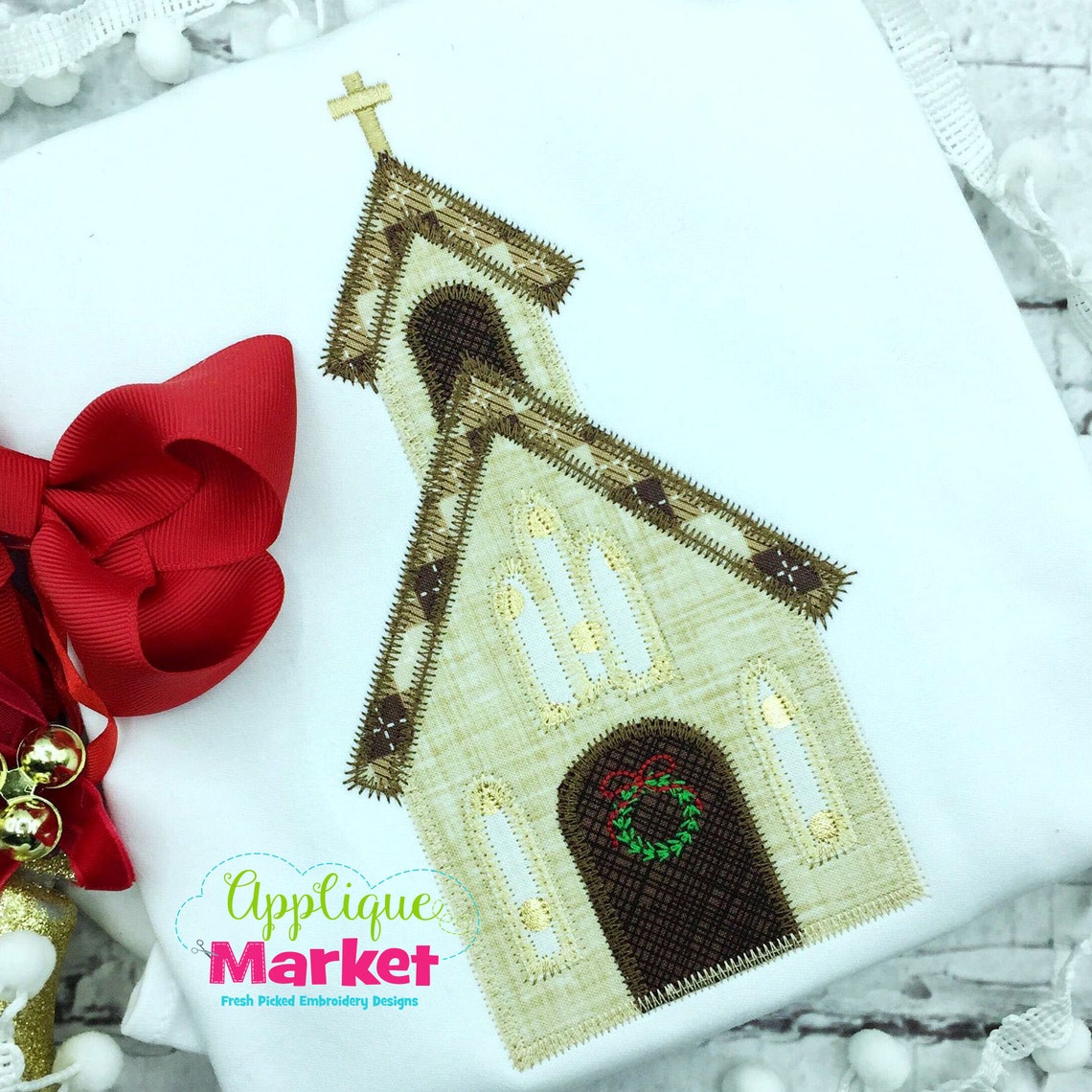Machine Embroidery Design Applique Christmas Church Zig Zag INSTANT ...