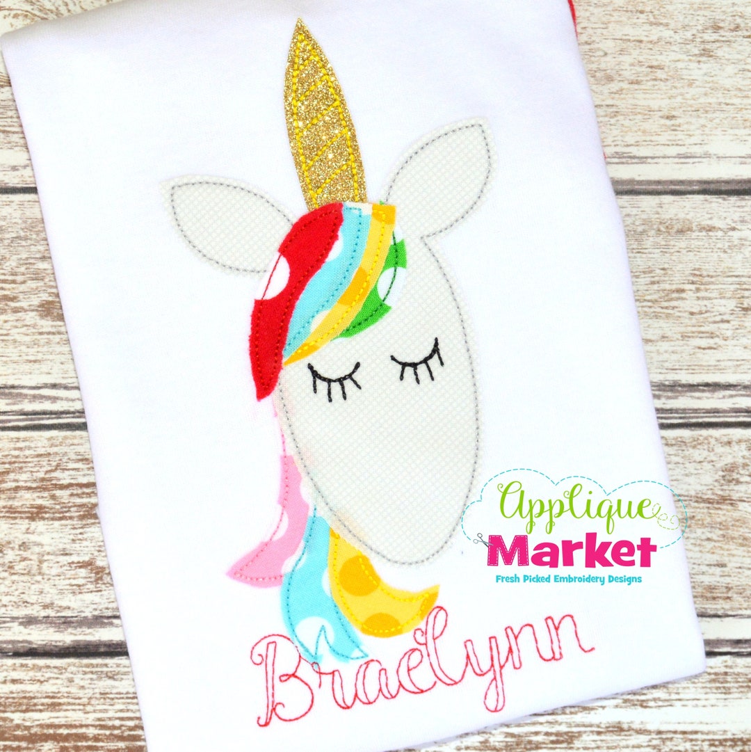 Machine Embroidery Design Applique Unicorn Vintage Stitch INSTANT ...