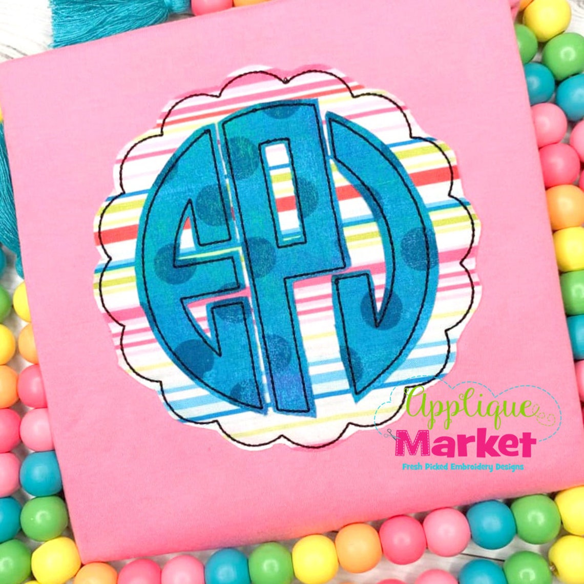 Machine Embroidery Design Applique Natural Circle Monogram - Etsy