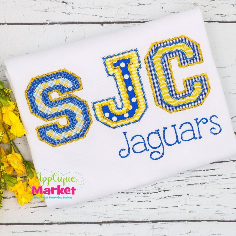 Machine Embroidery Design College Double Applique Alphabet - Etsy