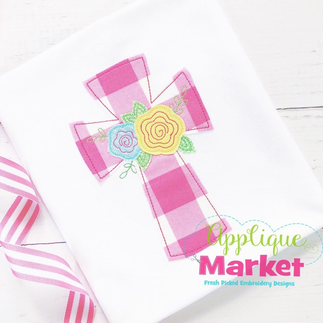 Machine Embroidery Design Applique Cross Flowers Bean Stitch INSTANT ...