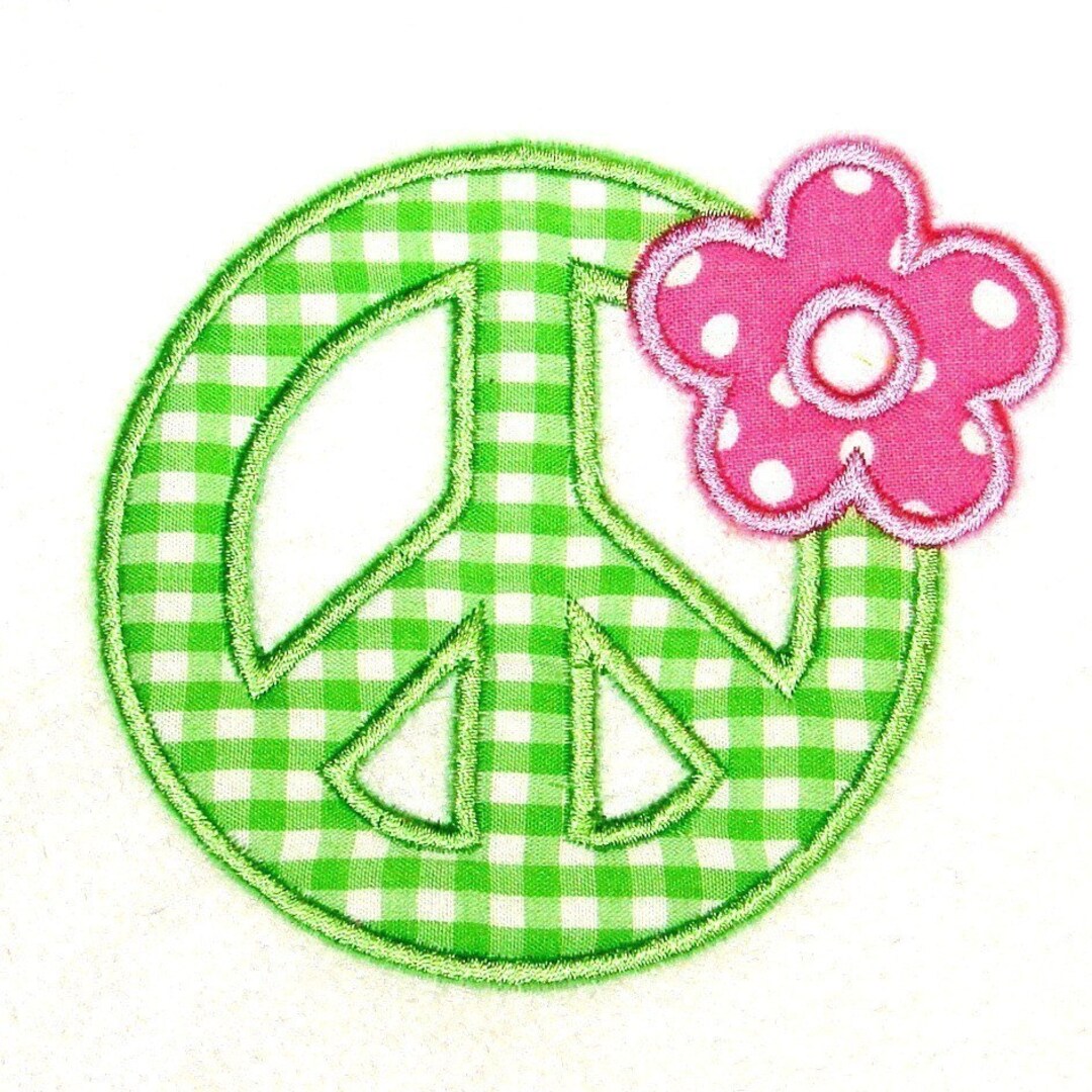 Machine Embroidery Design Applique Peace With Flower INSTANT DOWNLOAD ...