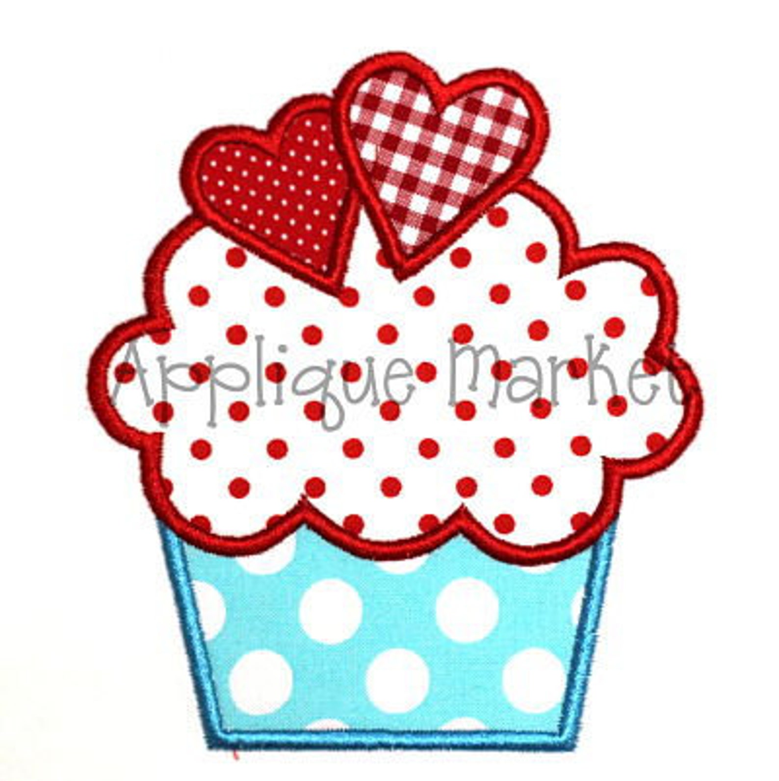 Machine Embroidery Design Applique Cupcake With Hearts INSTANT DOWNLOAD ...